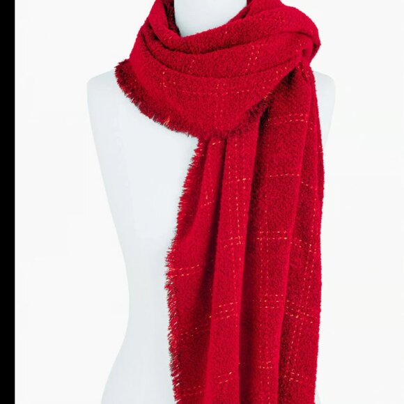 Talbots | Accessories | New Talbots Metallic Holiday Windowpane Red Wrap Scarf 24 X 7 New 8 ...